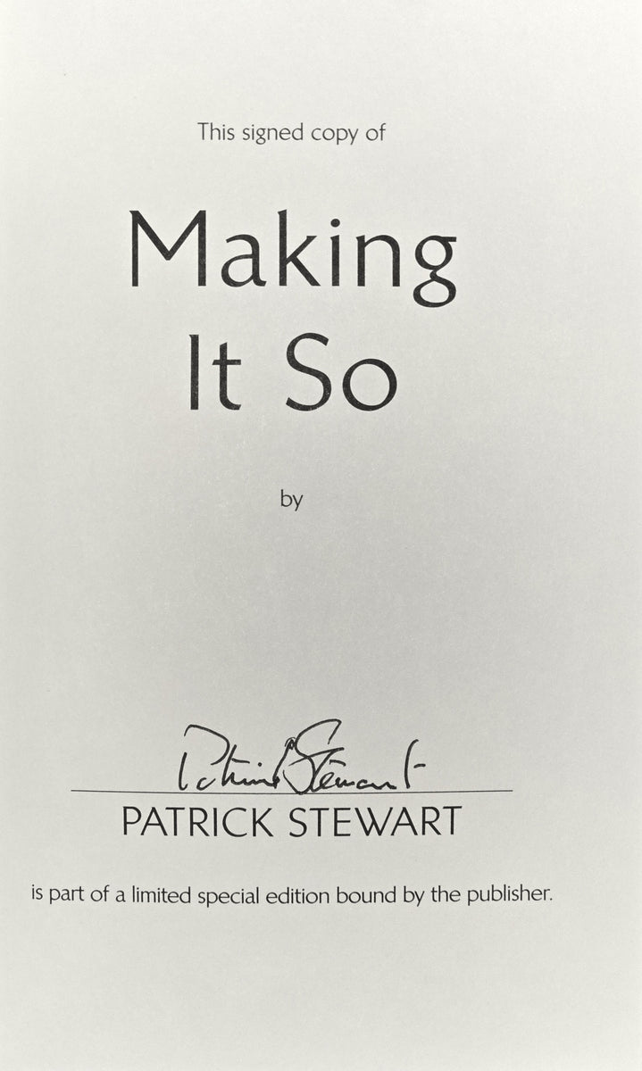 SIGNED Making It So - By: PATRICK STEWART – The Autograph Concierge